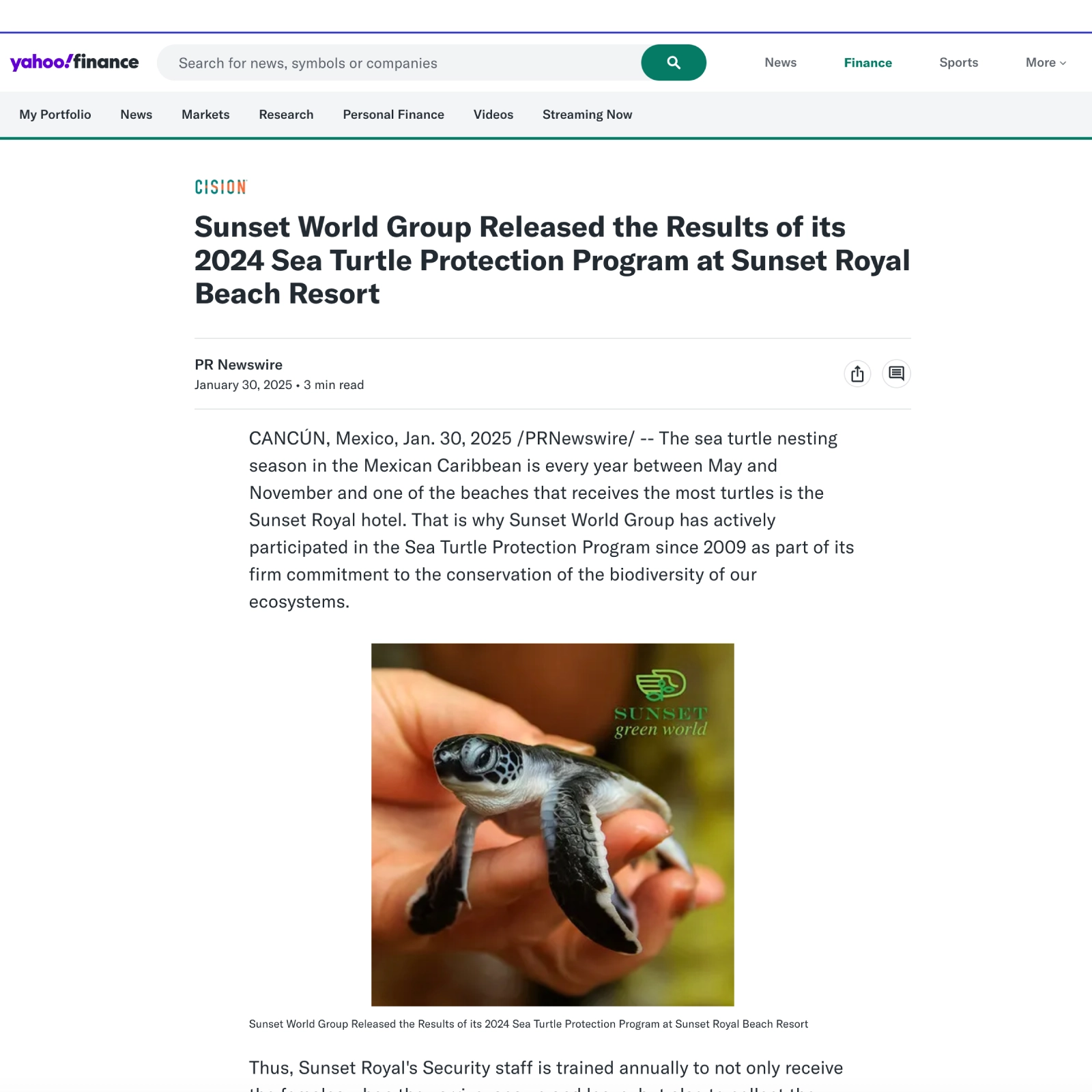 Sunset World Group Released the Results of its 2024 Sea Turtle ...